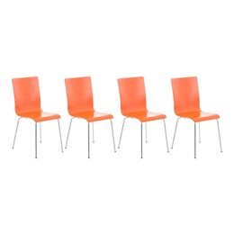 CLP 4er-Set Wartezimmerstuhl PEPE mit ergonomisch geformten Holzsitz und Metallgestell I 4x Konferenzstuhl In verschiedenen Farben erhältlich