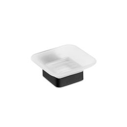 Brillantbad BERO Seifenablage mit Glasschale Messing Glas Schwarz 103x42x117 mm f&uuml;r Bad & K&uuml;che >> zum Bohren