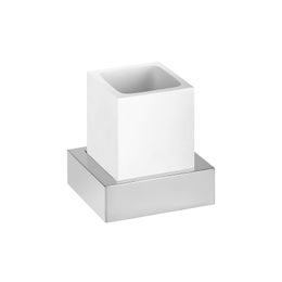 Brillantbad MAXIMA Glashalter Polyresin Messing Chrom Wei&szlig; 115x115x95 mm f&uuml;r Bad & K&uuml;che >> zum Bohren