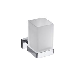 Brillantbad BASA Glashalter mit Glas Messing Milchglas Chrom 60x100x95 mm f&uuml;r Bad & WC >> zum Bohren