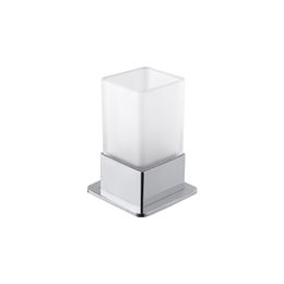 Brillantbad BASA Glashalter mit Glas Messing Milchglas Chrom 75x110x75 mm f&uuml;r Bad & WC >> Freistehend anwendbar