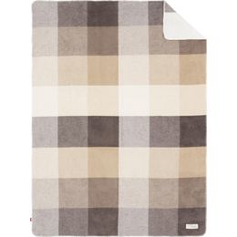 Wohndecke s.Oliver "Jacquard Decke s.Oliver" Wohndecken Gr. B/L: 150cm x 200cm, beige (beige, braun) im Karo-Design, Kuscheldecke