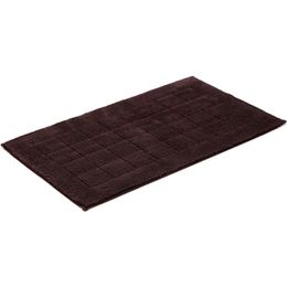 Badematte Vossen "Exclusive" Badematten Gr. rechteckig (67cm x 120cm), Baumwolle, braun (dark brown) Badteppich, Uni-Farben, Karo Muster, Hoch-Tief Effekt, reine Baumwolle