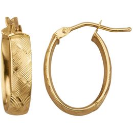 Paar Creolen Firetti "Schmuck Geschenk Gold 375 Ohrschmuck Ohrringe Struktur" Gr. Gelbgold 375, goldfarben (gelbgoldfarben) Damen