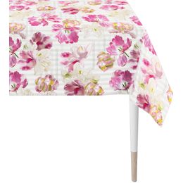 Tischdecke Apelt "6405 SPRINGTIME, Frühjahrsdeko, Frühling", rosa (weiß, rosa, natur), B:150cm L:250cm, Polyester, Baumwolle, Tischdecken, Digitaldruck