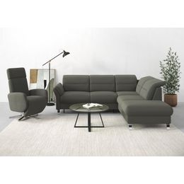 Sit & More Ecksofa SIT & MORE "Grenoble L-Form mit Federkern", grau (anthrazit), B:247cm H:85cm T:222cm, Sofas, Ecksofa, wahlweise mit Bettfunktion, Bettkasten, Arm- und Kopfteilverstellung