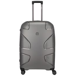 Hartschalen-Trolley IMPACKT "IP1, verschiedene Größen und Farben" Gr. B/H/T: 51cm x 76cm x 31cm 106 l, grau (iron grau) Koffer Hartschalen-Koffer vegan Reisegepäck USB-Port TSA Zahlenschloss