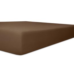 Spannbettlaken kneer "Vario-Stretch-Topper" Laken Gr. B/L: 100cm x 200cm, Jersey-Modal, 100x200cm 4-12cm, braun (mocca) mit Tunnelsaum