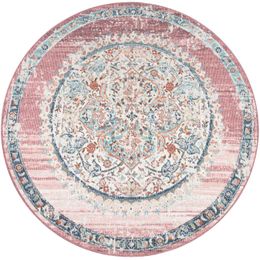 Teppich Paco Home "Torres 271", pink, H:8mm Ø:160cm, Polypropylen, Teppiche, Kurzflor, Orient-Optik, Vintage Design, In- und Outdoor geeignet