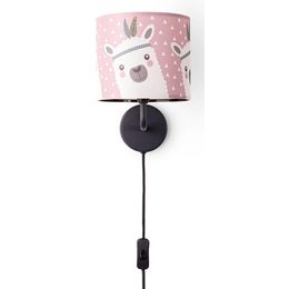 Wandleuchte Paco Home "Ela 214" Lampen Gr. Ø 18cm H: 26,5cm, schwarz Kinder Kinderlampe Wandlampe Mit Schalter Ø…18cm Lama Rosa Grau Kabel 3m E14