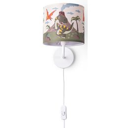 Wandleuchte Paco Home "Diamond 636" Lampen Gr. Ø 18cm H: 26,5cm, weiß Kinder Kinderlampe Lampe Kinderzimmer Mit âˆ…18cm Dinosaurier Kabel 3m E14