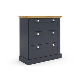 Kommode Home Affaire "Motala", grau (anthrazit, eiche), B:75cm H:80cm T:35cm, Spanplatte, Sideboards, mit 3 Schubladen, Breite 75 cm, Höhe 80 cm