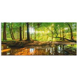 Küchenrückwand Artland "Wald mit Bach", grün, B:150cm H:65cm, Aluminium, Spritzschutzwände, Alu Spritzschutz mit Klebeband, einfache Montage