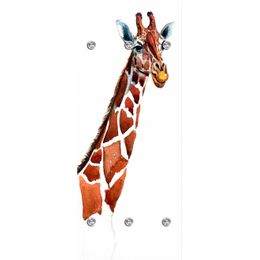 Garderobenleiste queence "Giraffe" Garderobenhalter Gr. B/H/T: 50cm x 120cm x 10cm, braun (braun, weiß) mit 6 Haken, 50 x 120 cm