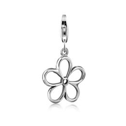 Charm-Einhänger NENALINA "Anhänger Blume Flower Sommer 925 Silber" Charms Gr. ohne Stein, silberfarben (silber) Damen