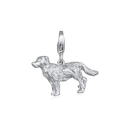 Charm-Einhänger NENALINA "Hund Dog Anhänger Golden Retriever 925 Silber" Charms Gr. ohne Stein, silberfarben (silber) Damen