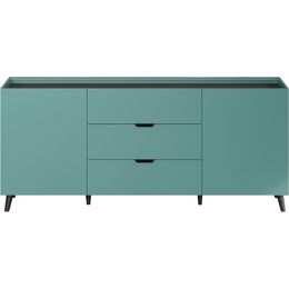 Sideboard Andas "Mikkeline" Sideboards Gr. B/H/T: 180cm x 82cm x 42cm, 3 St., blau (dusk melamin) TV-Schrank, B H: 180 82 cm