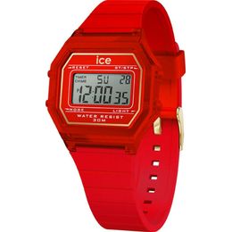 Ice Watch Chronograph ICE-WATCH "ICE digit retro - Clear Small" Armbanduhren rot Damen Armbanduhr, Quarzuhr, Damenuhr, Silikonarmband, Datum, digital