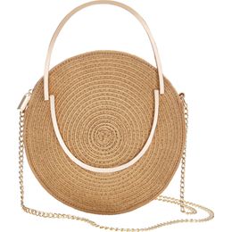 Umhängetasche Lascana Gr. B/H/T: 19,5cm x 19,5cm x 4,5cm, beige (natur) Damen Taschen Circle-Bag Handtasche Minitasche Strohtasche Tasche Umhängetasche Strandtasche, Henkeltasche, Schultertasche, Bast-Optik VEGAN