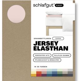 Spannbettlaken Schlafgut "EASY Jersey Elasthan Topper" Laken Gr. B/L: 180-200cm x 200-220cm, Jersey, 180-200x200-220cm 10cm, lila (lila light) MADE IN GREEN by OEKO-TEX