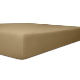 Spannbettlaken kneer "Vario-Stretch-Topper" Laken Gr. B/L: 90cm x 200cm, Jersey-Modal, 90x200cm 4-12cm, braun (toffee) mit Tunnelsaum