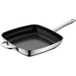 Grillpfanne WMF "Durado 28 x 28 cm, Steakpfanne Induktion, antihaftbeschichtet", schwarz (edelstahlfarben, schwarz), B:28cm H:5,3cm L:28cm Ø:28cm, Pfannen, für alle Herdarten geeignet, Keramikbeschichtung, backofenfest