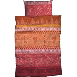 Bettwäsche CASATEX "Indi" Gr. B/L: 155cm x 220cm, , Satin, B/L: 80cm x 80cm, orange romantisch, orientalisch, weich und gemütlich