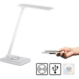 LED Tischleuchte JUST LIGHT "FLORENTINA" Lampen Gr. H: 61,5cm, weiß Schreibtischlampe Touchdimmer, CCT, Ladefunktion für Handy über USB oder per Induktion