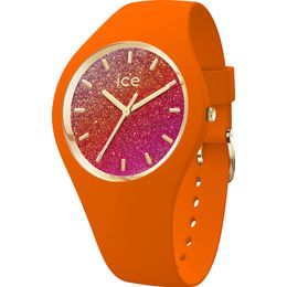 Ice Watch Quarzuhr ICE-WATCH "ICE glitter - S37 3H" Armbanduhren orange Damen Armbanduhr, Damenuhr, Silikonarmband, bis 10 bar wasserdicht