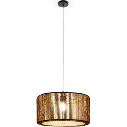 Pendelleuchte Paco Home "Hugo Reyna" Lampen Gr. Ø 40cm H: 23,5cm, schwarz Wohnzimmer Rattan Optik Esszimmer Boho Lampenschirm Papier Groß