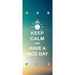 Garderobenleiste queence "Nice Day" Garderobenhalter Gr. B/H/T: 50cm x 120cm x 10cm, blau mit 6 Haken, 50 x 120 cm