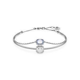 Armreif Swarovski "STILLA, 5668244" Armbänder Gr. M, Metall, bunt (metallfarben-kristallweiß-blau + kristallweiß-blau) Damen mit Swarovski Kristall, Zirkonia (synth.)