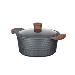 Kochtopf RESTO KITCHENWARE "Capella, Schmortopf antihaftbeschichtet und spülmaschinenfest" Töpfe Gr. 4,6 l + Ø 24cm + Höhe 11,5cm, schwarz (schwarz, matt) Fleischtopf Bratentopf mit Glasdeckel und stoßdämpfendem Silikonrand, im Geschenkkarton