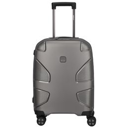 Hartschalen-Trolley IMPACKT "IP1, verschiedene Größen und Farben" Gr. B/H/T: 40cm x 55cm x 20cm 38 l, grau (iron grau) Koffer Hartschalen-Koffer vegan Reisegepäck USB-Port TSA Zahlenschloss