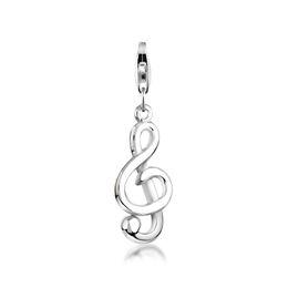 Charm-Einhänger NENALINA "Notenschlüssel Anhänger Musik 925 Silber" Charms Gr. ohne Stein, silberfarben (silber) Damen