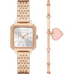 Quarzuhr Armani Exchange Armbanduhren roségoldfarben Damen Armbanduhr, Damenuhr, Edelstahlarmband, Ideal auch als Geschenk