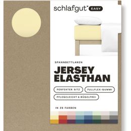 Spannbettlaken Schlafgut "EASY Jersey Elasthan" Laken Gr. B/L: 180-200cm x 200-220cm, Jersey, 180-200x200-220cm 30cm, gelb (gelb mid) MADE IN GREEN by OEKO-TEX