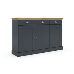 Sideboard Home Affaire "Motala", grau (anthrazit, eiche), B:125cm H:80cm T:35cm, Spanplatte, Sideboards, Kommode, 3 Schubladen und 2 verstellbare Einlegeböden, Breite 125 cm