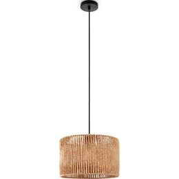 Pendelleuchte Paco Home "Hugo Buena" Lampen Gr. Ø 32cm H: 22cm, schwarz Wohnzimmer Esszimmer Rattan Optik Boho Lampenschirm Papier