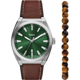 Quarzuhr Fossil "EVERETT" Armbanduhren braun Herren Armbanduhr, Herrenuhr, Lederarmband, Ideal auch als Geschenk, analog