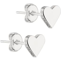 Paar Ohrstecker Liebeskind Berlin "Schmuck Geschenk Edelstahl Ohrringe Herz, LJ-0500-E-08, LJ-0501-E-08" Gr. Edelstahl, silberfarben Damen