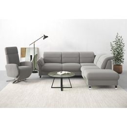 Sit & More Ecksofa SIT & MORE "Grenoble L-Form mit Federkern", grau, B:247cm H:85cm T:222cm, Sofas, Ecksofa, wahlweise mit Bettfunktion, Bettkasten, Arm- und Kopfteilverstellung