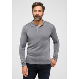 Polokragenpullover Eterna, Herren, Gr. L, blau (blaugrau), 100% Wolle (Merino), casual, eng, Pullover