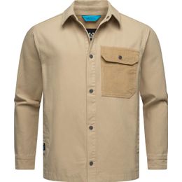 Outdoorhemd Ragwear "Garwend" Gr. L (52), Normalgrößen, beige (sand) Herren Hemden Stylisches Holzfällerhemd mit Brusttasche