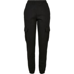 Jogginghose Urban Classics "Urban Classics Damen Ladies High Waist Cargo Sweat Pants" Gr. 5XL, US-Größen, schwarz, Damen, 65% Baumwolle, 35% Polyester, unifarben, Hosen