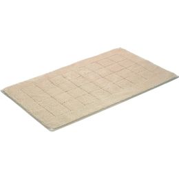 Badematte Vossen "Exclusive" Badematten Gr. rechteckig (55cm x 65cm), Baumwolle, beige (tibet) Badteppich, Uni-Farben, Karo Muster, Hoch-Tief Effekt, reine Baumwolle