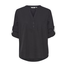 Longbluse oxmo "Tunika OXAnja" Gr. 36, schwarz, Damen, Obermaterial: 55% Leinen LI. 45% Viskose CV., Blusen