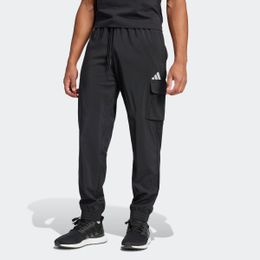 Sporthose adidas Sportswear "M SL CARGO PT" Gr. S, N-Gr, schwarz-weiß (schwarz, weiß), Herren, Obermaterial: 100% Polyester, Hosen