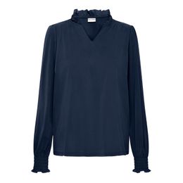 Langarmbluse Pulz Jeans "Langarmbluse PZLIPPA VNeck Blouse", Damen, Gr. S, blau (schwarz sapphire), Obermaterial: 75% Modal CMD. 25% Polyester PES., Basic, normal, Blusen