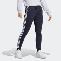 Sporthose adidas Sportswear "ESSENTIALS 3STREIFEN FRENCH TERRY CUFFED HOSE", Damen, Gr. M, N-Gr, blau (legend ink, weiß), Sweatware, Obermaterial: 100% Baumwolle, clean, sportlich, Hosen